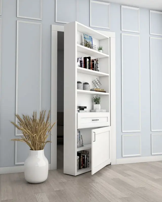 Hidden Bookcase Door Living Room Space Divider Hidden Room Door PVC ...