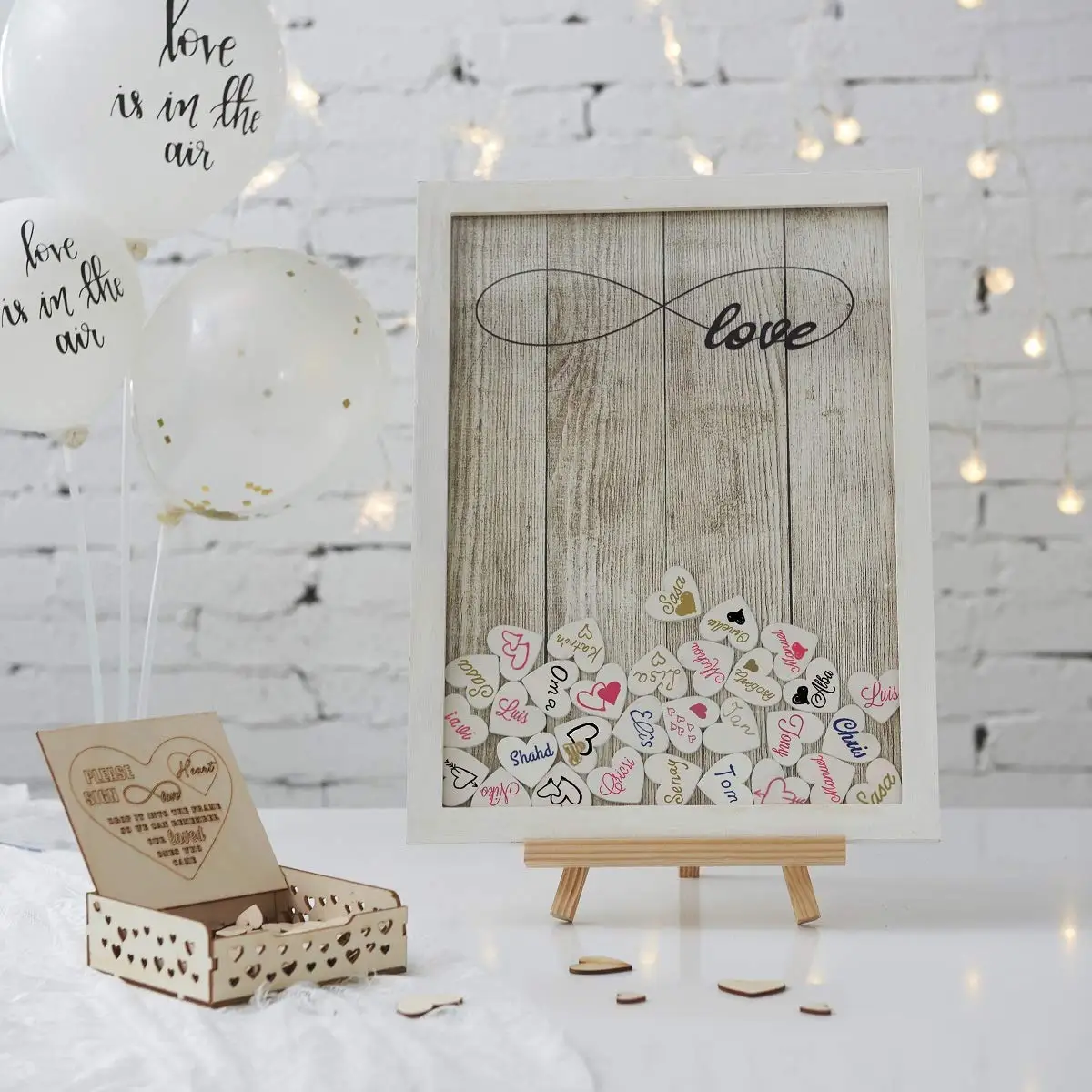 Rustic Wooden Hearts Wedding Guest Book Wooden Picture Frame - Buy ...
