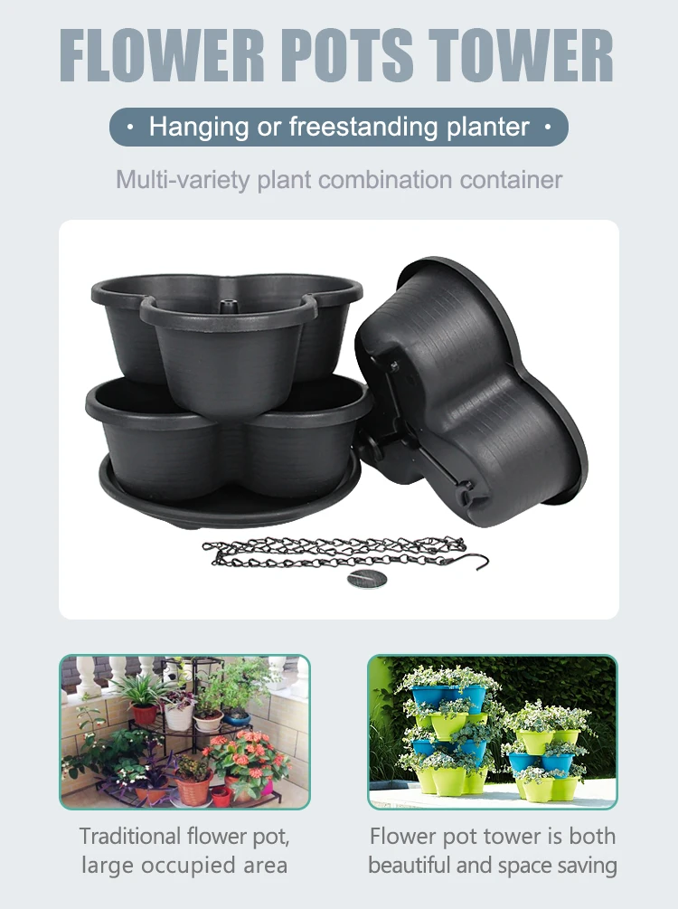 Stackable Vertical Hydroponic Flower Pots for Gardens