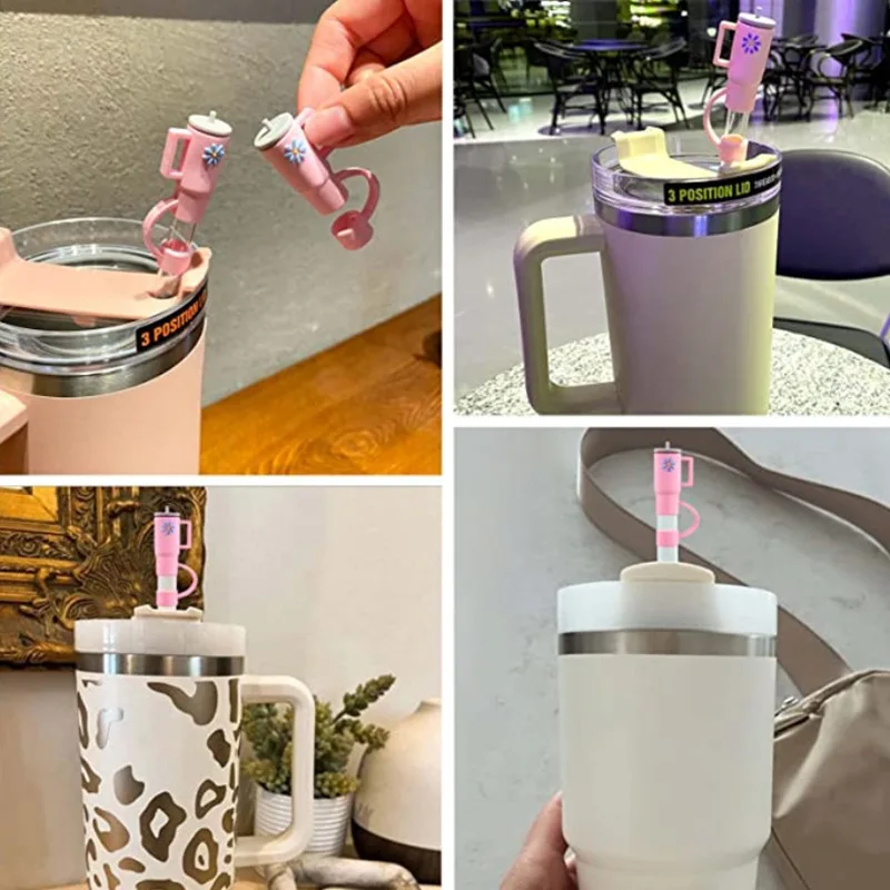 New Arrival Silicone Straw Dust Toppers Multicolored Tumbler Cup Shape ...