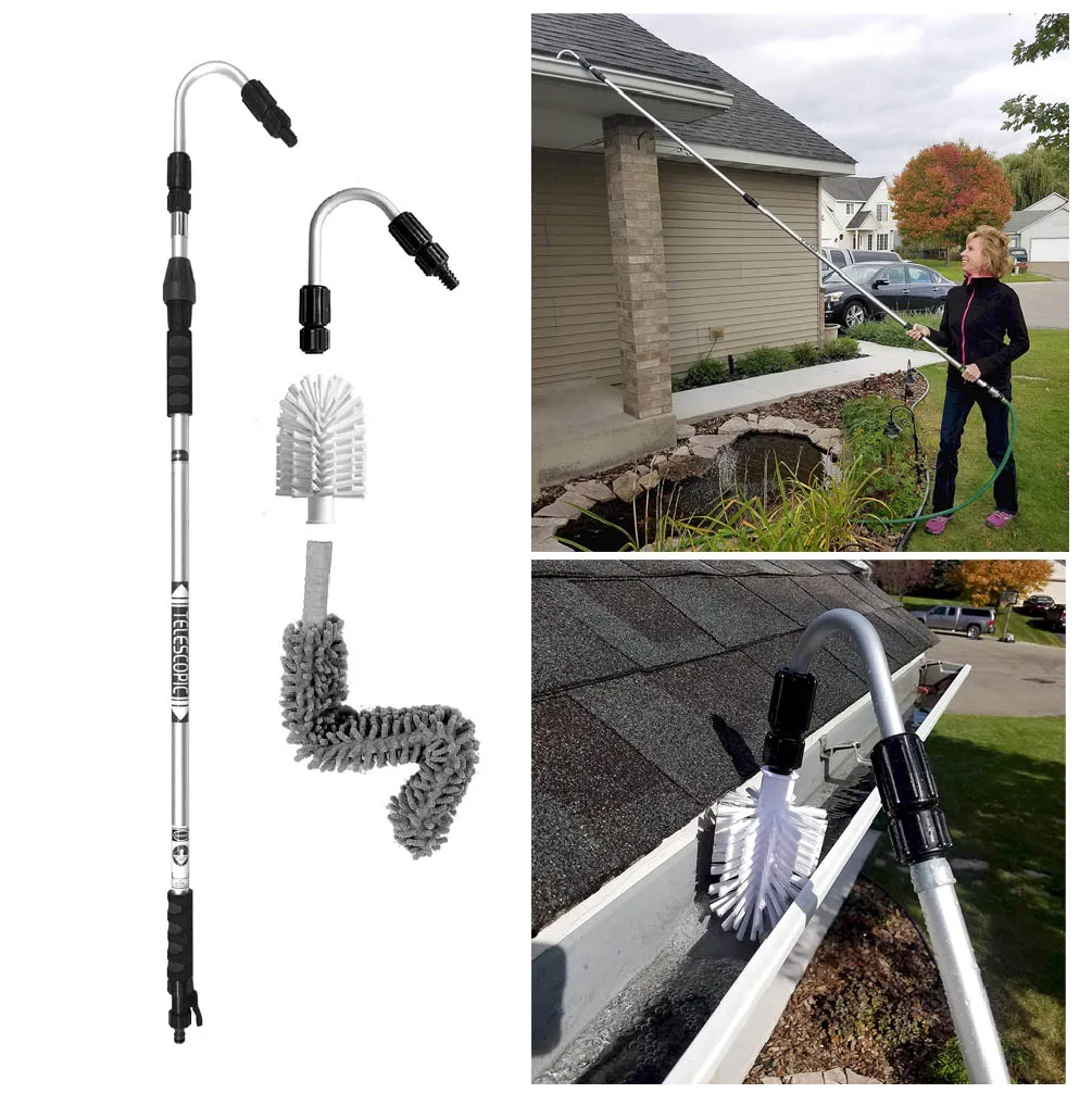 1.8m Telescopic Gutter Cleaner W/Adjustable Duster & Round Brush Head ...
