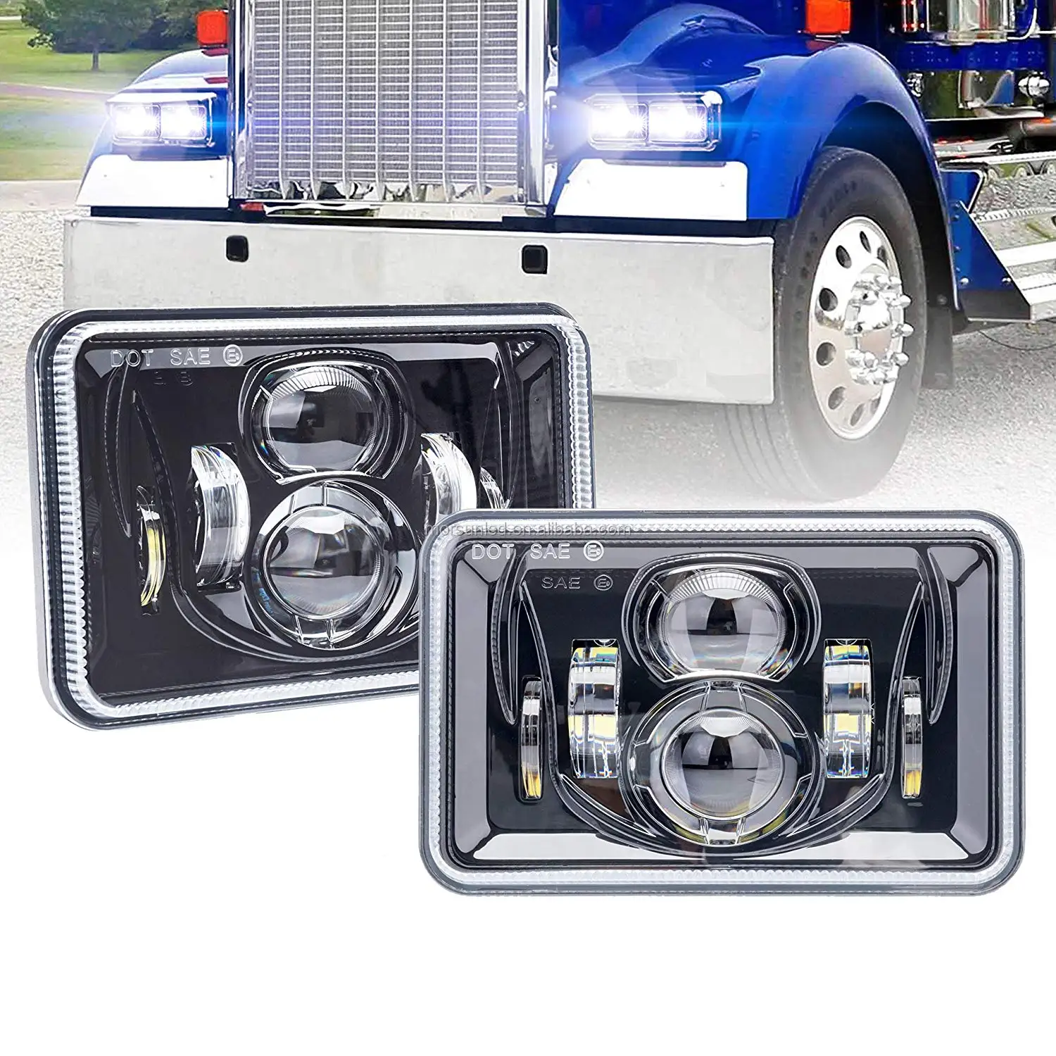 Truck Accessories - DOT Approved Square Truck Headlamp