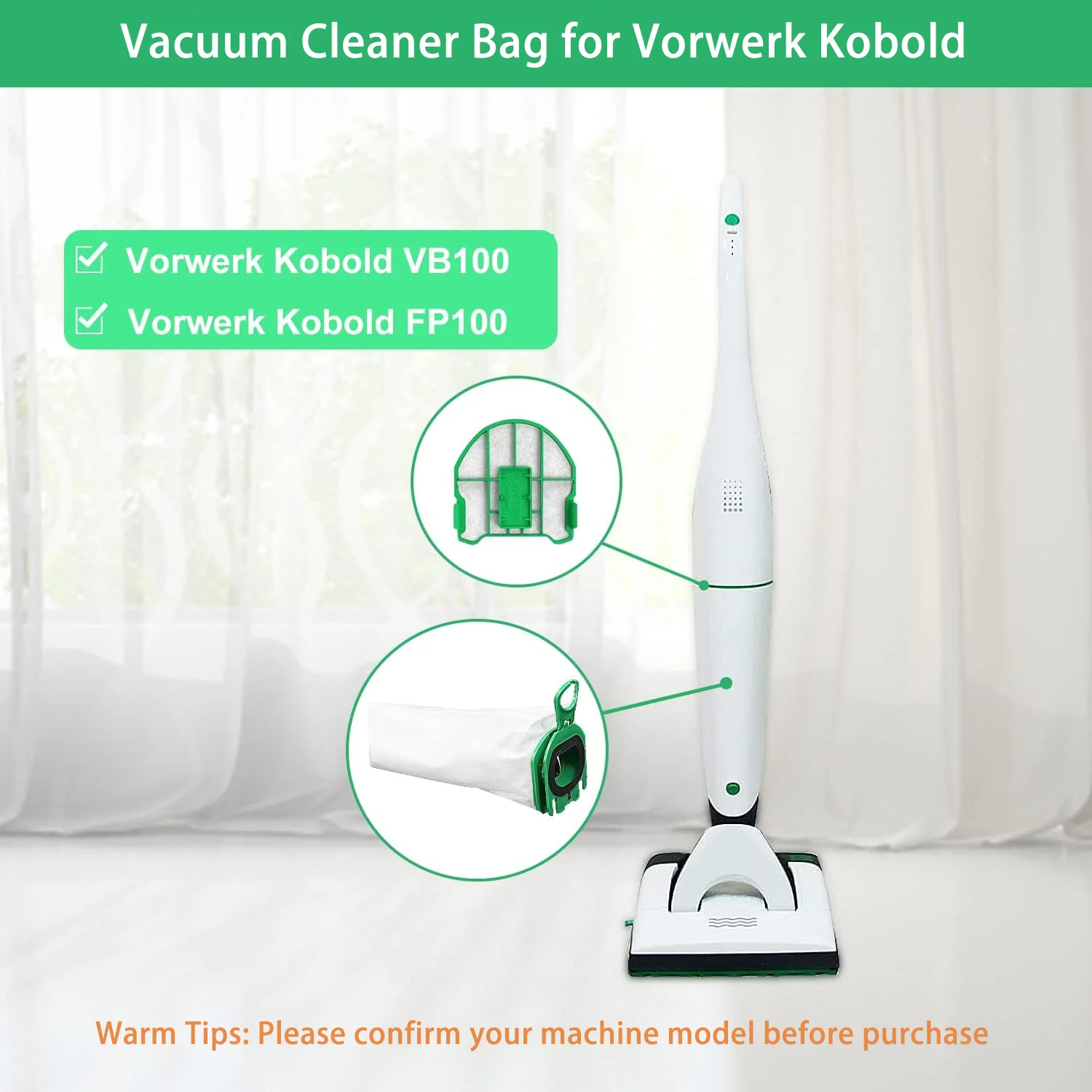 Vorwerk Kobold Vb100 Vb 100 & Fp100 Fp 100 Cordless Vacuum Cleaner Bags ...