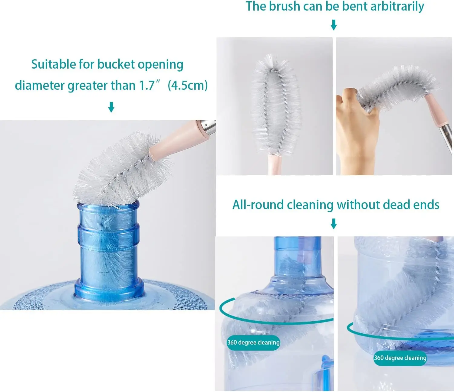 5 Gallon Bottle Brush Large Container Long Handle Purified Water Bucket ...