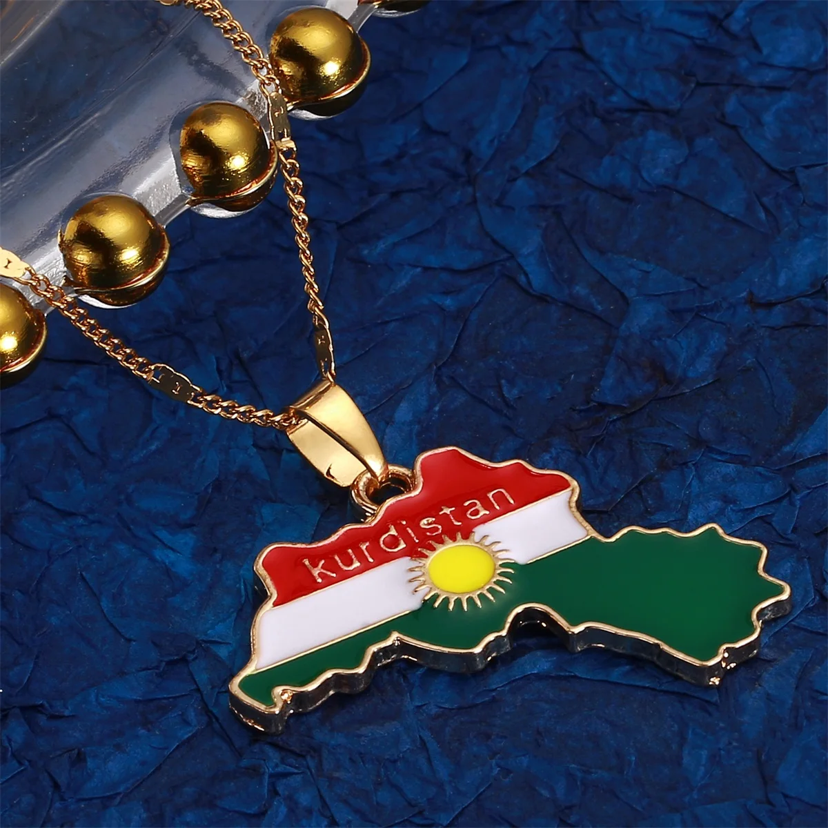 Gold Color Kurdistan Map Pendant Necklaces Chain Kurdish Koerdistan Map ...