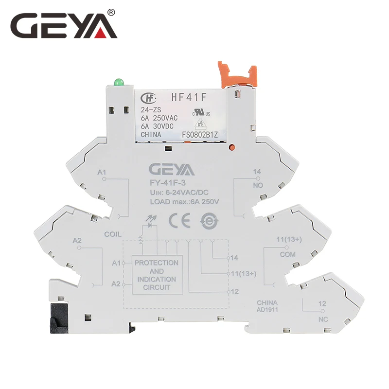 Geya Fy-41f-3 Din Rail Hongfa Relay With Socket 1 Co Relay Module 12vdc ...