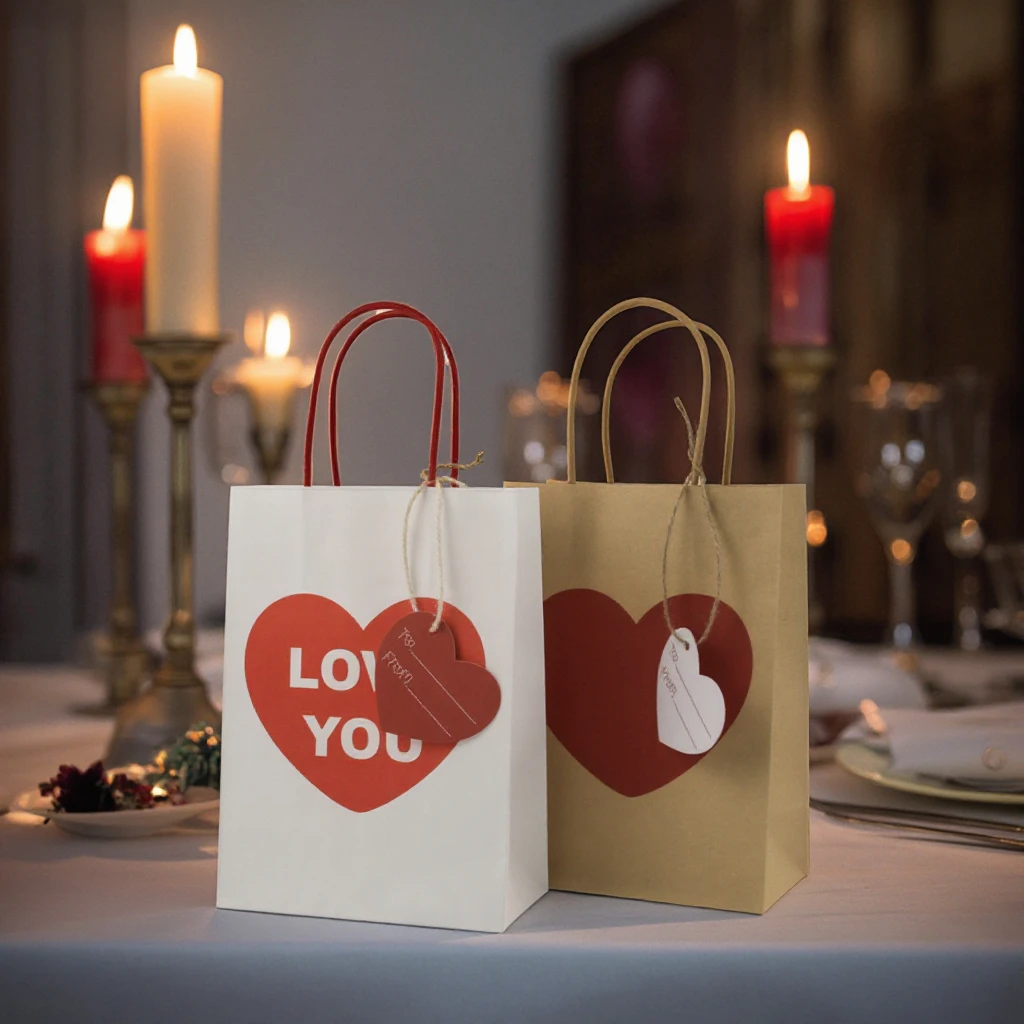 Valentine's Day Heart Design Gift Goodie Wrapping Paper Bag With Handle ...