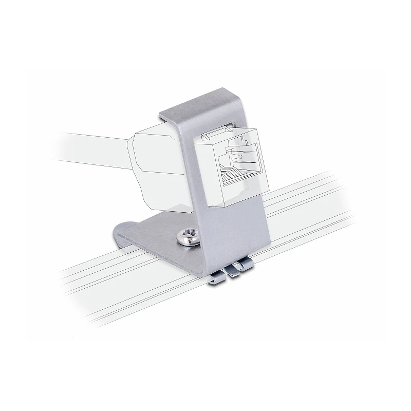 DIN Rail Keystone Holder RJ45 1-Port - Metal Mounting Frame