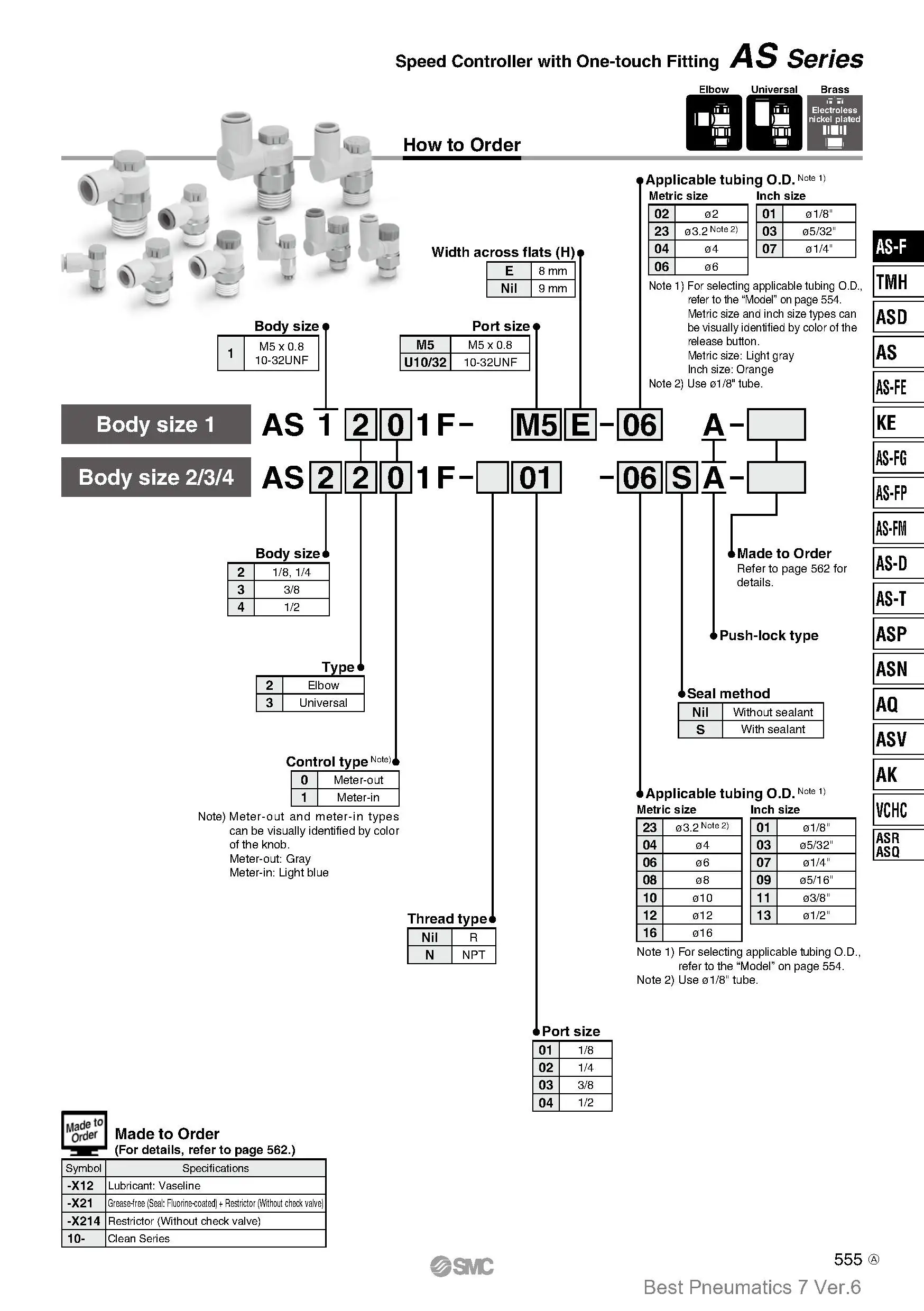 SMC AS1201F-M5-04A Pneumatic Throttle Check Valve - Durable & Efficient