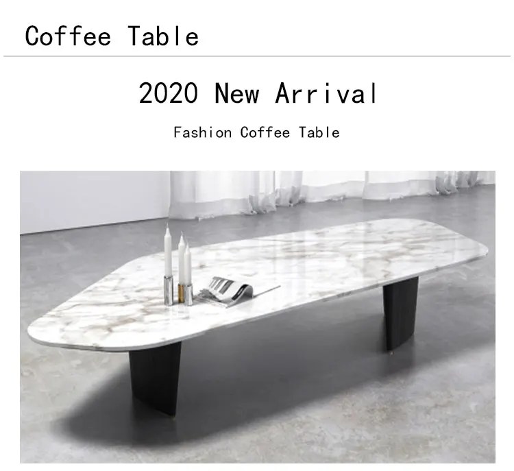 Modern Irregular Shape White Marble Top Coffee Table