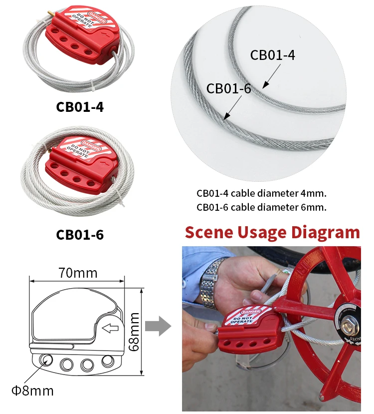 Lockey de alta seguridad de acero ajustable Cable maestro Loto bloqueo candados de Cable ...