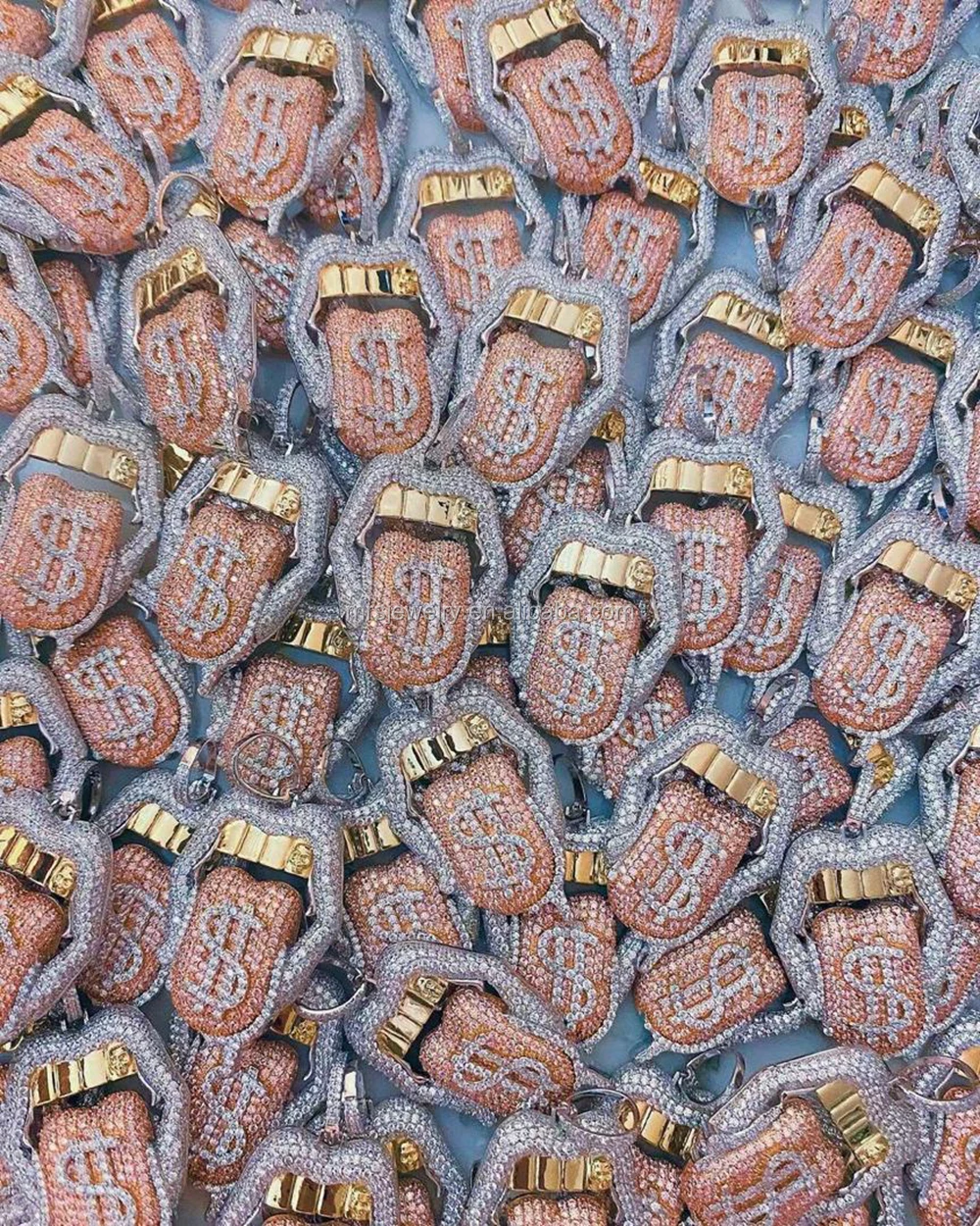 Mister Jewelry 18k White Gold Plated Hip Hop Iceout Moissanite Mouth ...