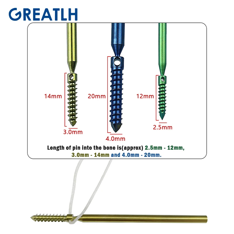Hot Sale Titanium Alloy Threaded Suture Anchor with Artificial Ligament ...