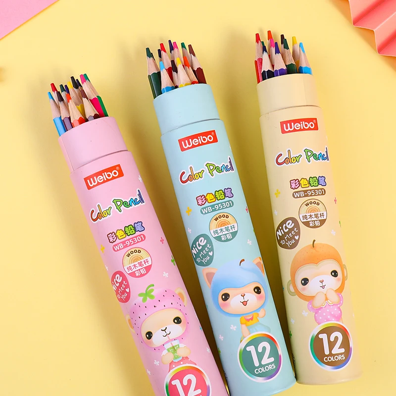 WEIBO Logo Wooden Color Pencil Sets - 12 Colors for Kids