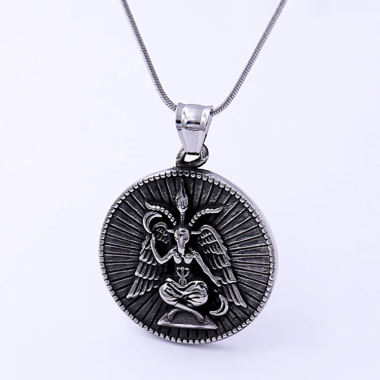 Vintage Gothic Stainless Steel Baphomet Goat Satanic Satan Leviathan ...