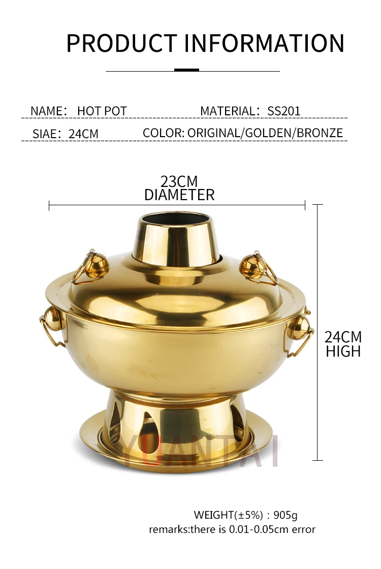 Stainless Steel Hot Pot - Restaurant Tom Yum Kung Charcoal Chimney Hot Pot