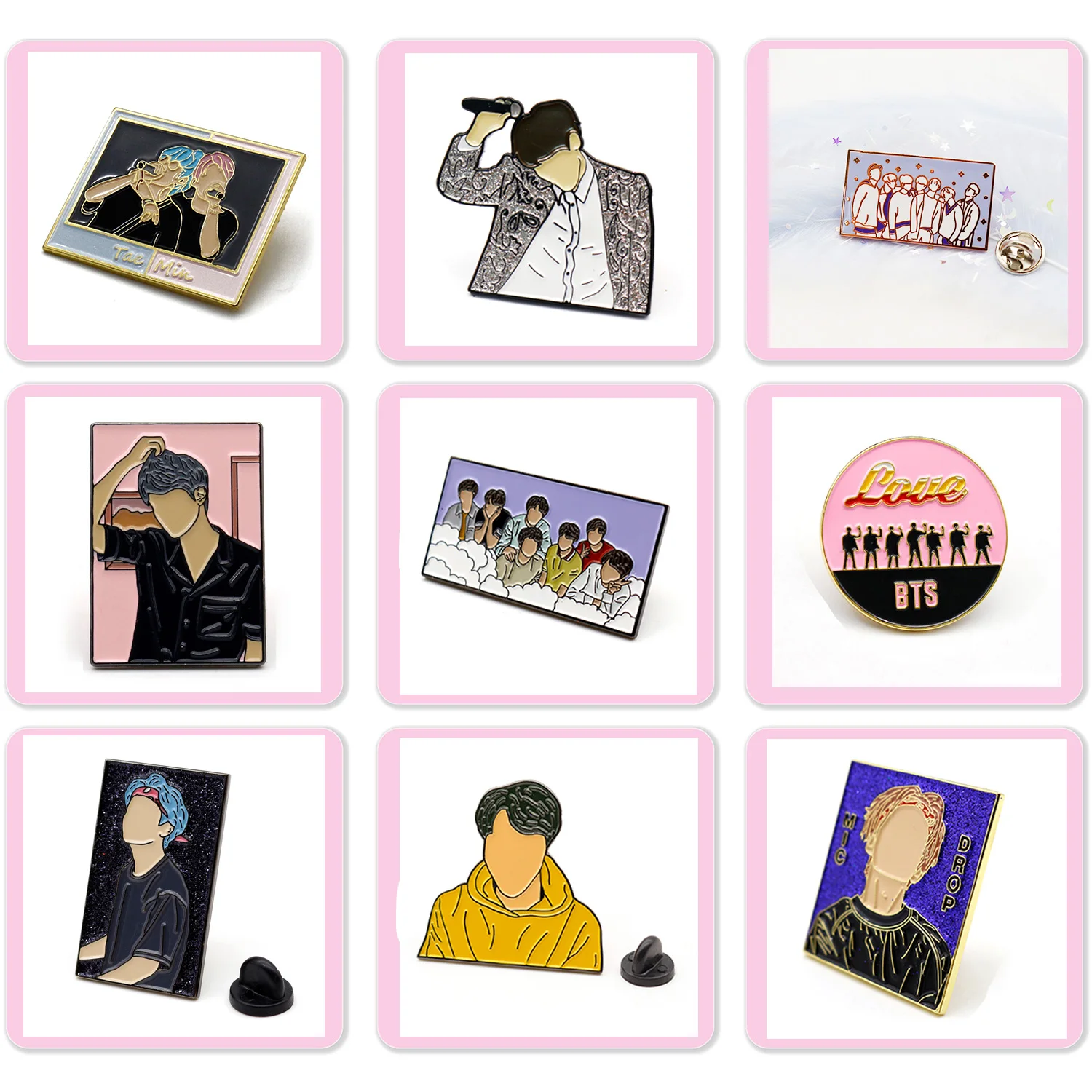 Friends Enamel Pin Korean Idol Flower Stainless Steel Brooch Cute ...