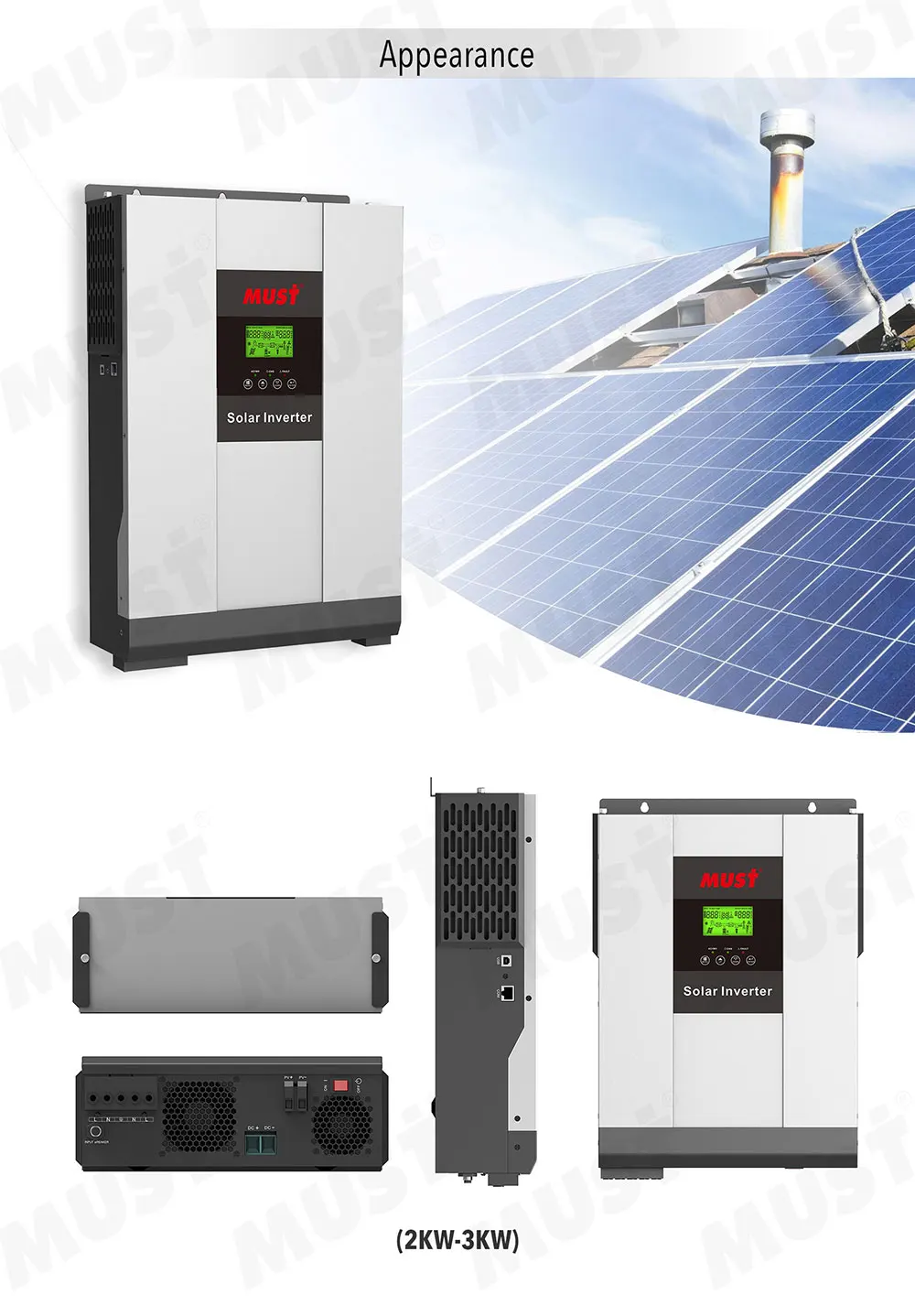 Must High Frequency 24v 48v 2kva 3kva 4kva 5kva 6kva Solar Inverter Off ...