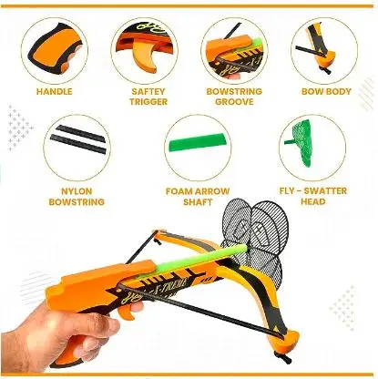 Fly Hunting Wooden Crossbow OEM Bug Gun Fly Swatter Arrows Bamboo Wood ...