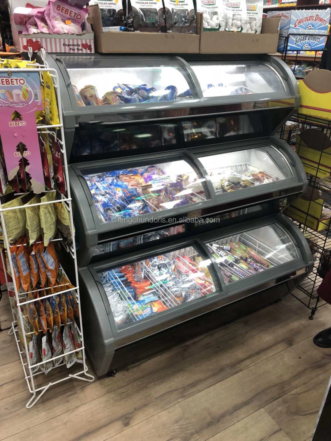 Commercial Ice Cream 3 Tiers Refrigerator Display Case Customised Led ...