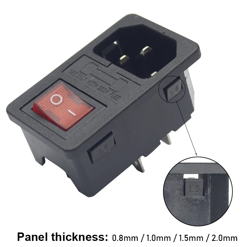 IEC320 C14 Ac Inlaat Stopcontact Met Schakelaar Met Zekering Houder ...