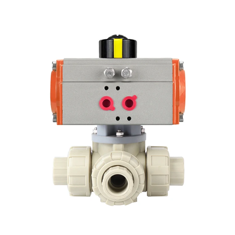 3 Way Air Valve Double Acting Actuator Pneumatic Pph True Union Socket ...