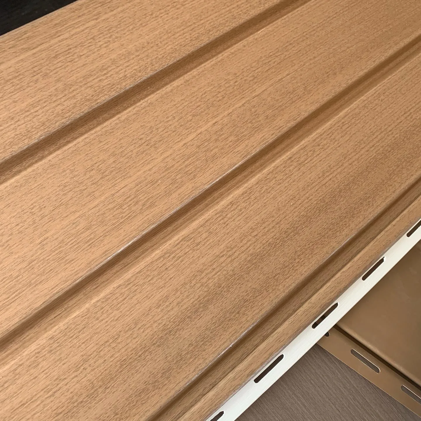 Pvc Soffit Wooden Color Eave Panel For Outdoor Uv Resistance 300mm Wide ...