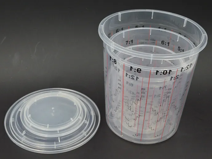 Custom Transparent Auto Paint Plastic Measuring Cup With Lids Scale ...