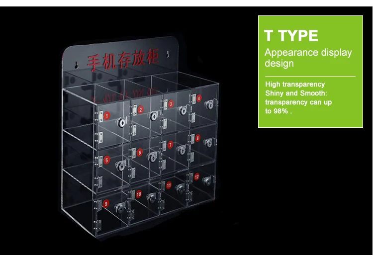 Transparent Acrylic Mobile Phone Locker - Secure Storage