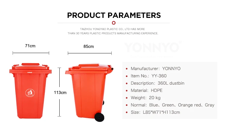 Big Size Outdoor 360 Liter Recycle Garbage Bin Trash Can Plastic ...