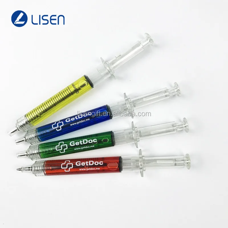 Custom Logo Injection Shaped Syringe Ball Pen for Promotions