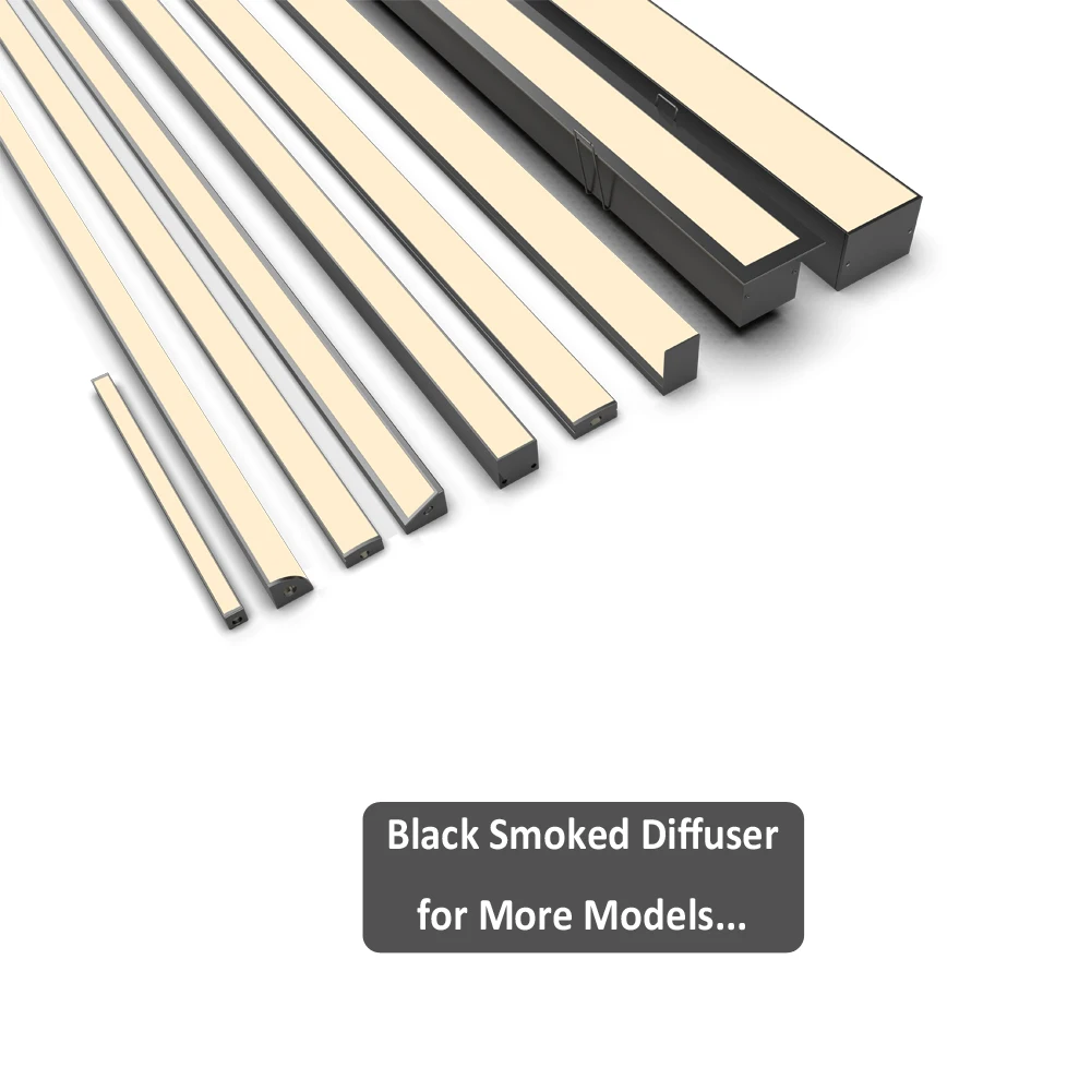 Black LED Diffuser - Linear Lighting Profile Solutions
