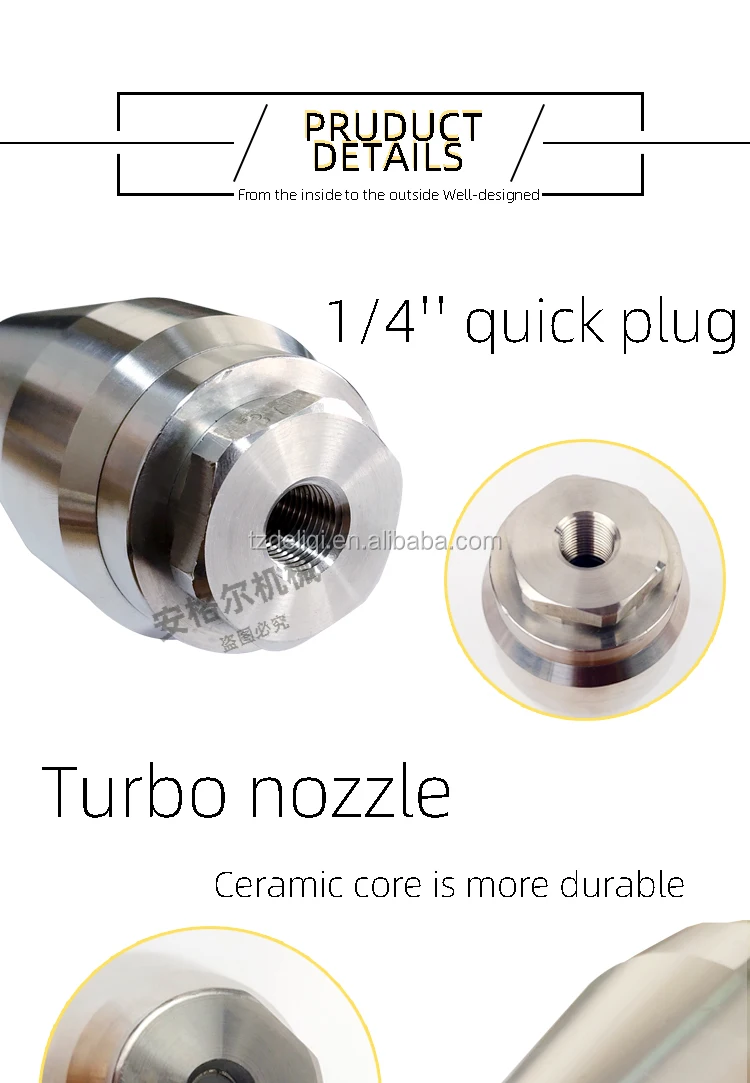 500 Bar Ultra High Pressure Stainless Steel Turbo Nozzle - 360 Rotating ...