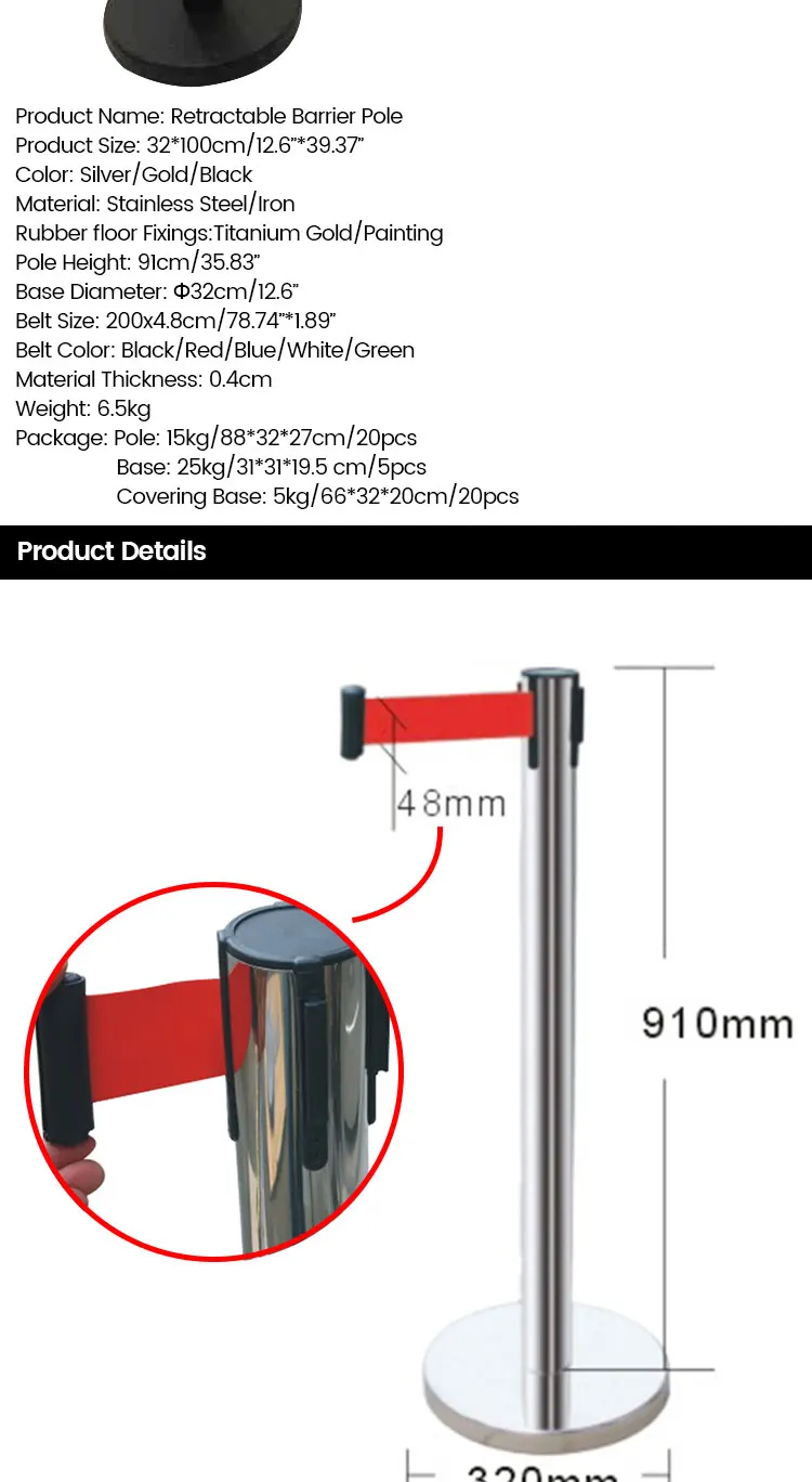 Stainless Steel Retractable Queue Line Hotel Crowd Control Stanchion ...