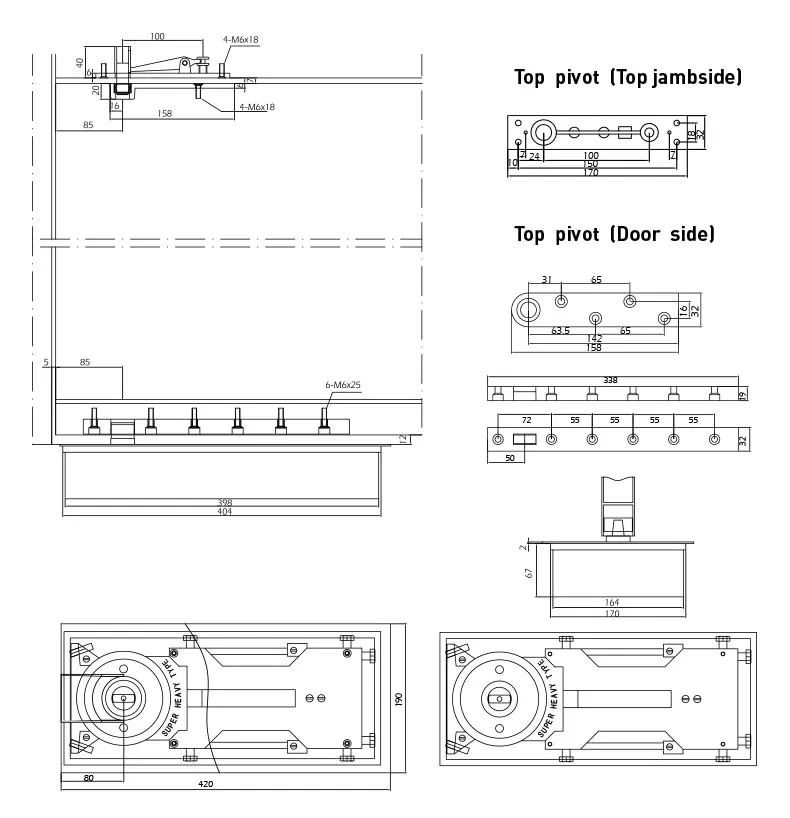 Double Spring 400kg Capacity Weight Heavy Duty Big Wooden Door Floor ...