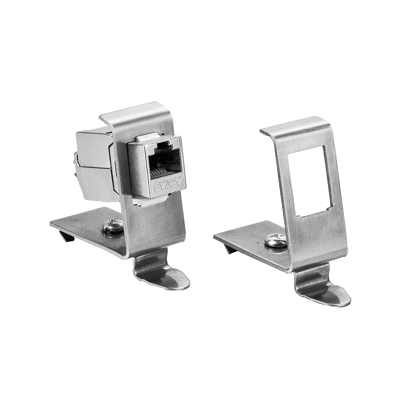 DIN Rail Keystone Holder RJ45 1-Port - Metal Mounting Frame