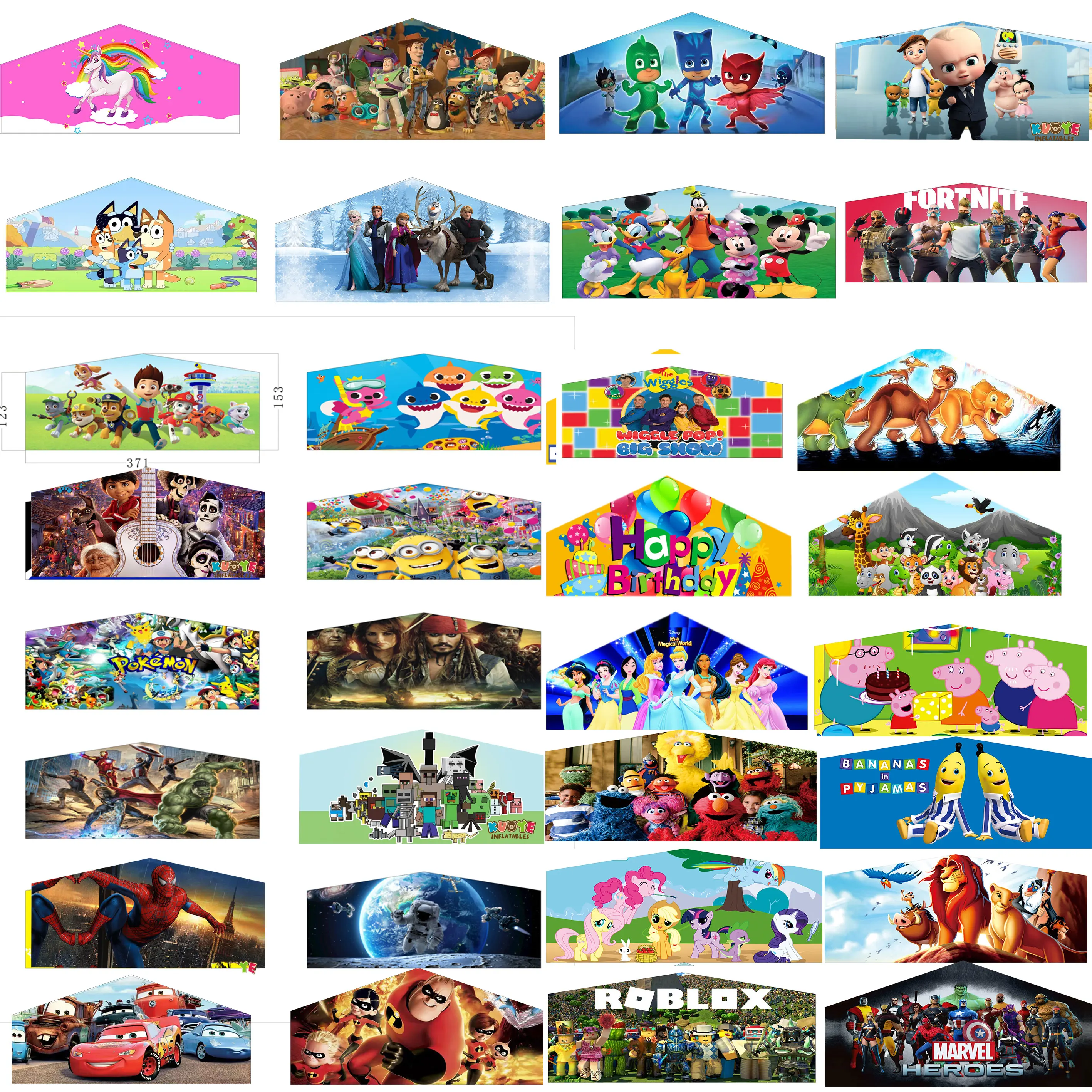 13x13x13 Ft Bounce House Banners - Custom Logo & Certifications