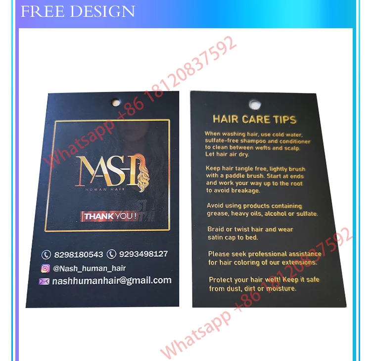 Ht-15 Custom Brand Name Printing Women Human Hair Wig Price Swing Tags ...