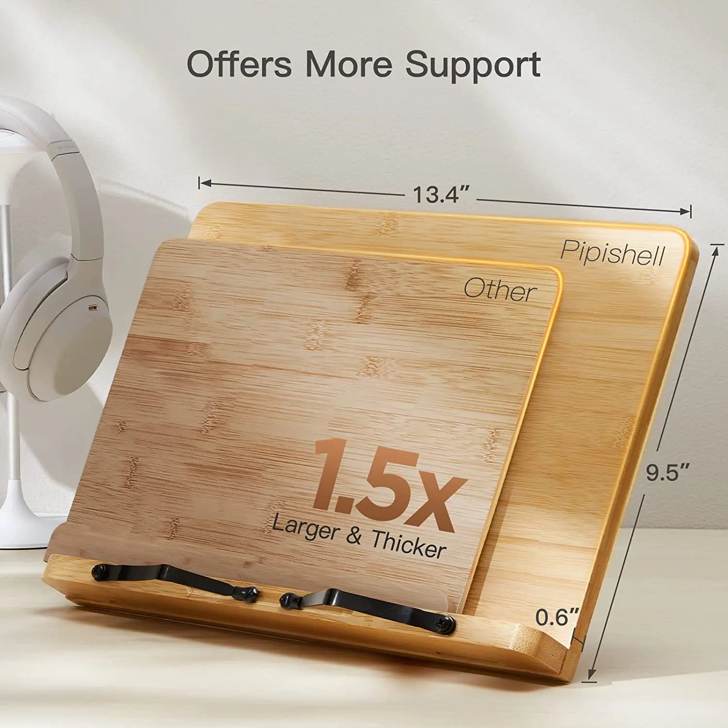 Bamboo Book Stand Large Cookbook Holder Reading Book Holder with 5 ...