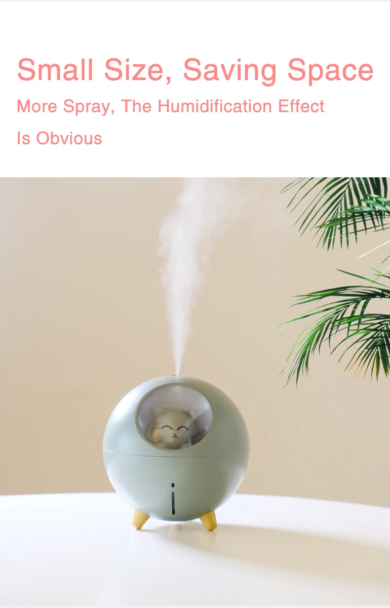 Small Cat Diffuser Essential Oil Face Led Portable Usb 220ml Cute ...