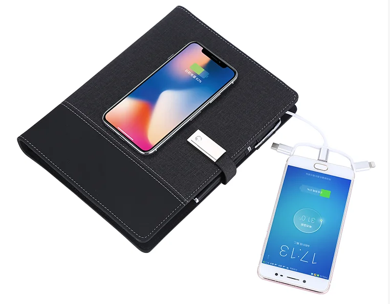 Wireless Charging Agenda Diary with 8000mah Power Bank