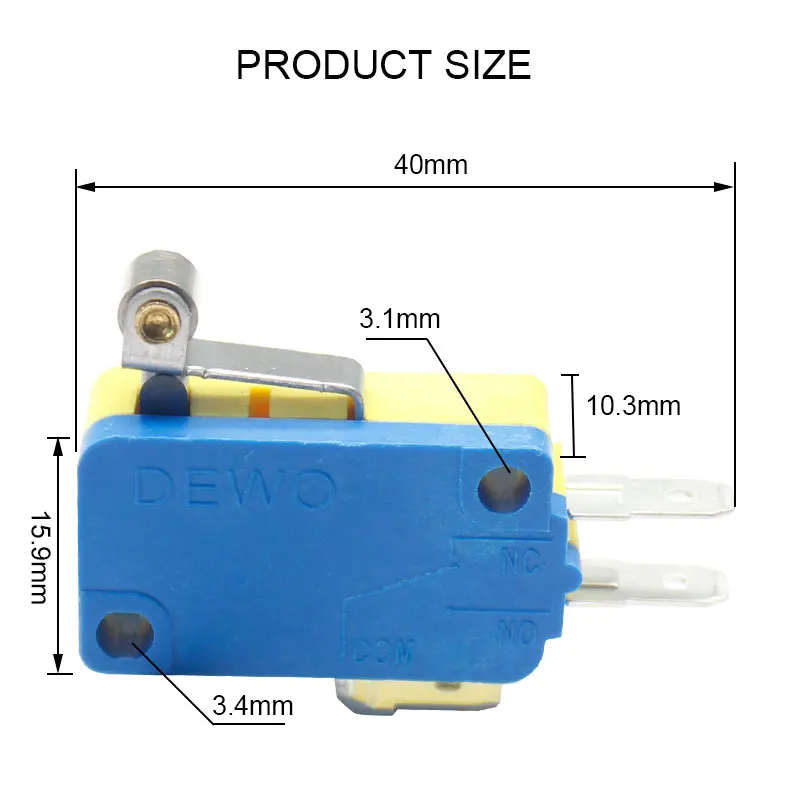 Dewo Dv Series 250v 16a Normally Open Push Button Micro Switch With ...