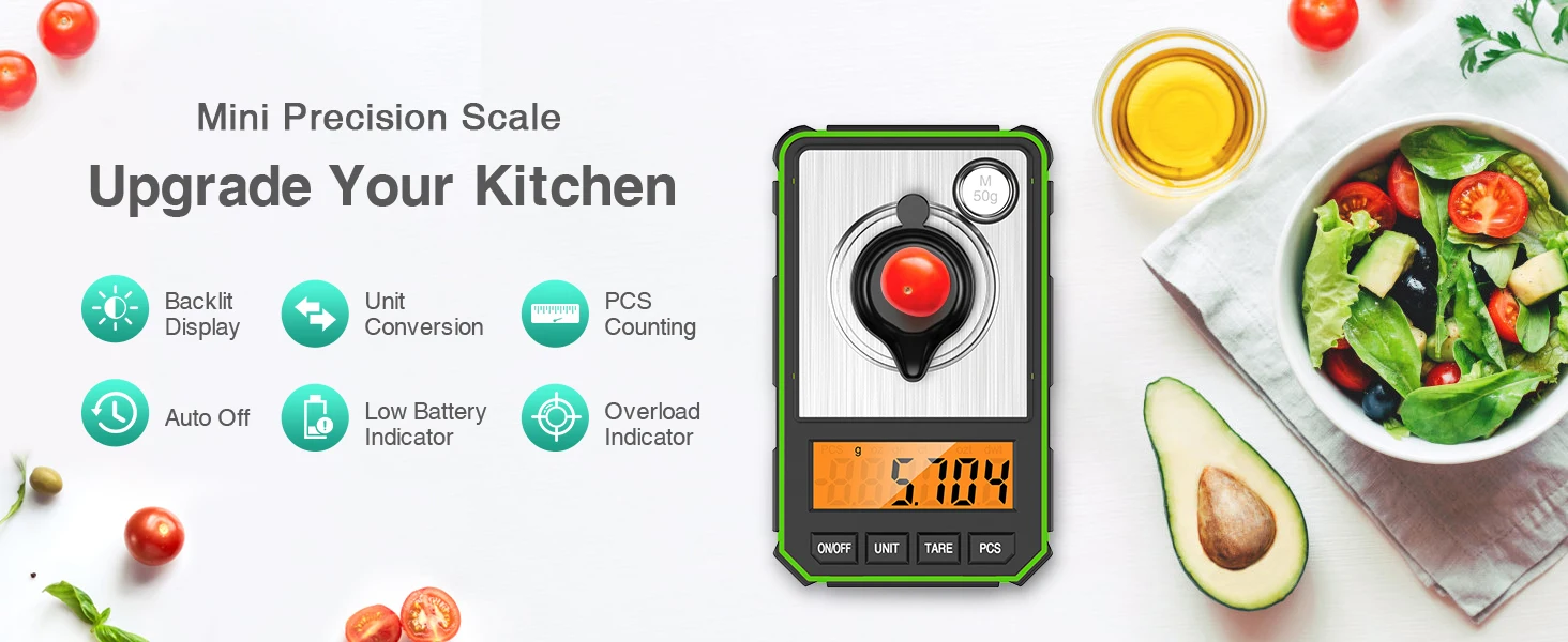 Mini Gram Scale Electronic Pocket Jewelry Scale 50g/0.001g with 50g ...