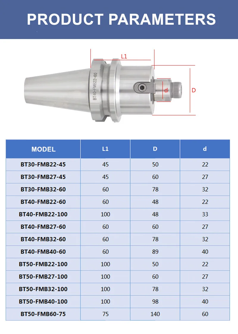Machine Tools High Precision Bt40-fmb22-60 Shell Mill Arbors Bt Tool Holders For Cnc - Buy Shell ...
