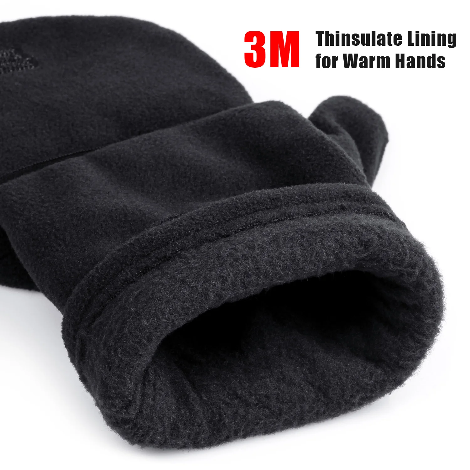 Ozero Winter Gloves Fingerless Convertible Mittens Thermal Polar Fleece ...