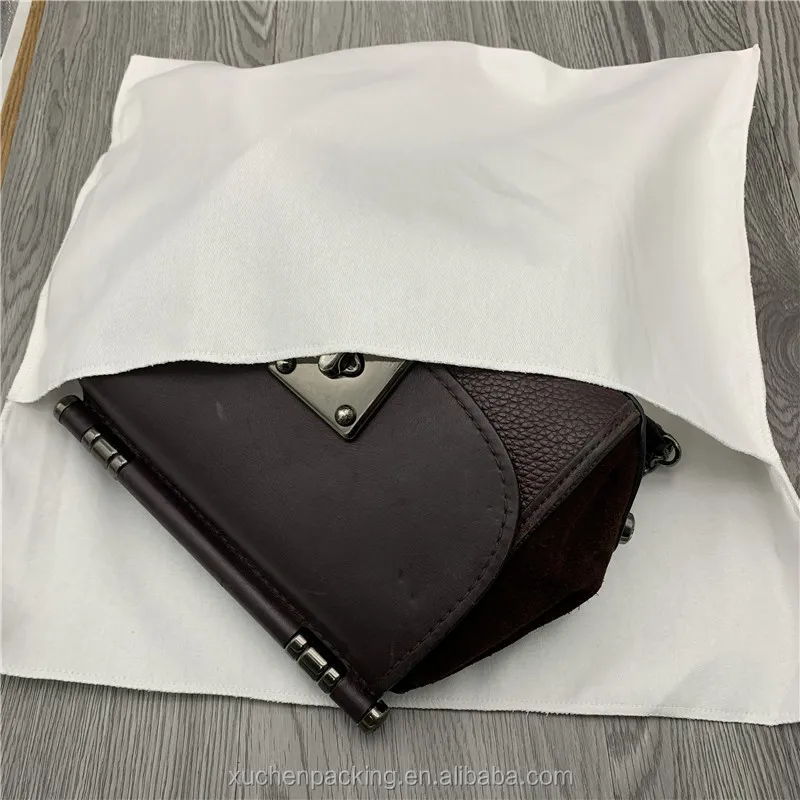 Custom Ivory White Cotton Twill Envelope Dust Bag for Handbag