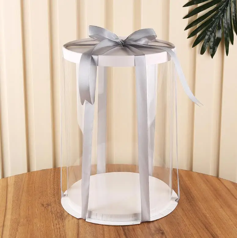 White Clear Round Plastic Transparent Cake Box - Perfect for Gift Packaging