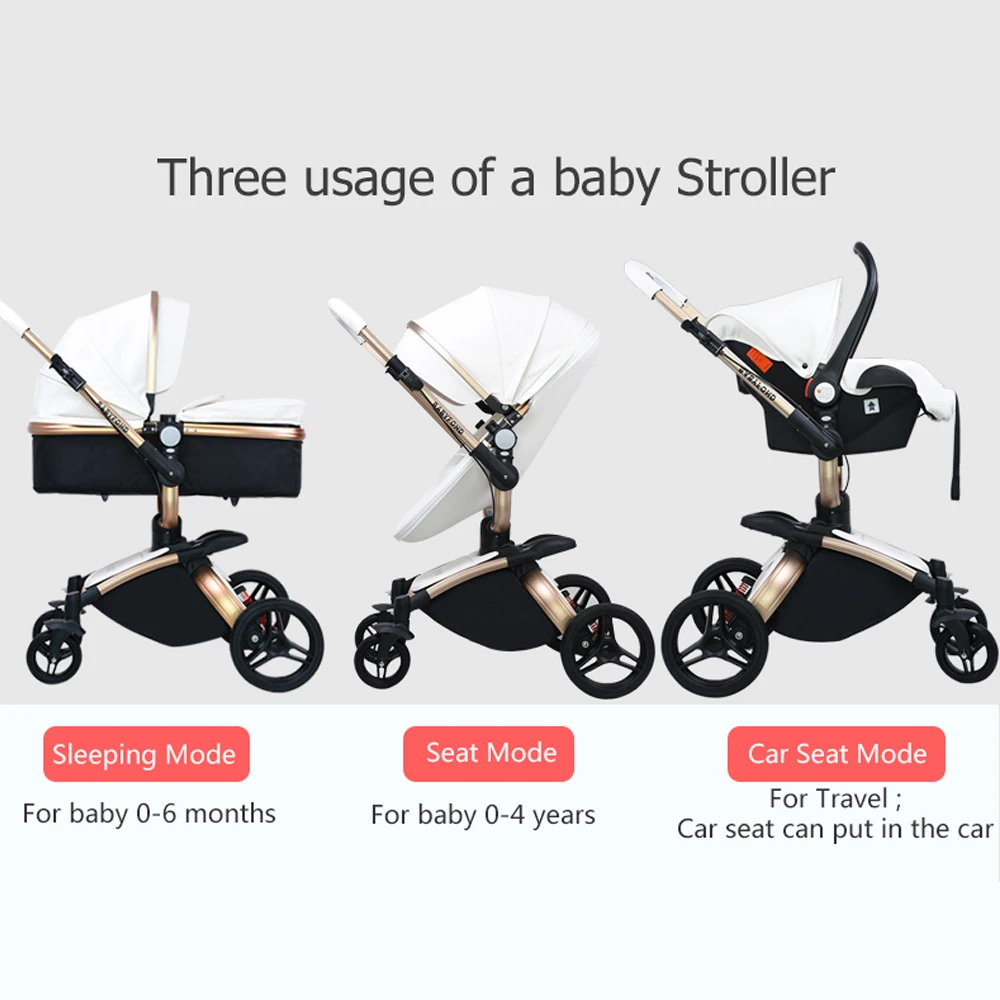 360 Rotation Pushchair Baby Stroller 3 in 1 Swivel Pram