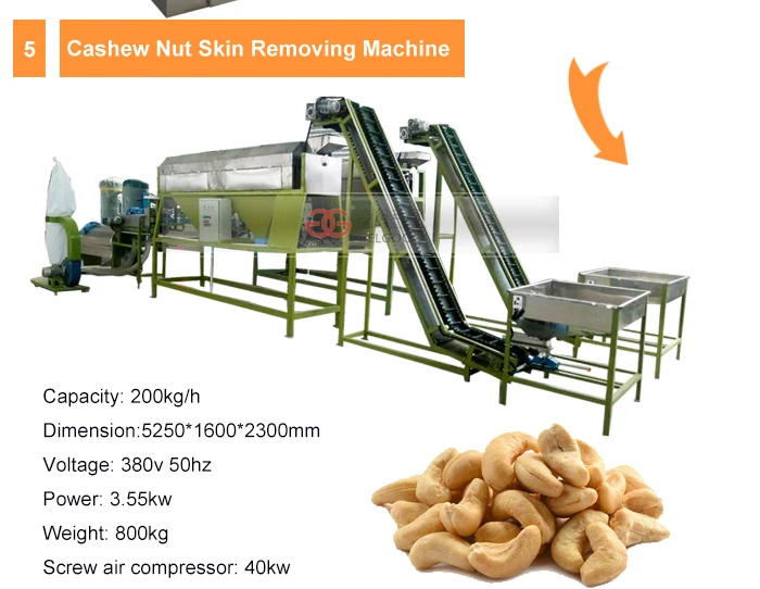 500kg/h Automatic Cashew Shelling Production Line