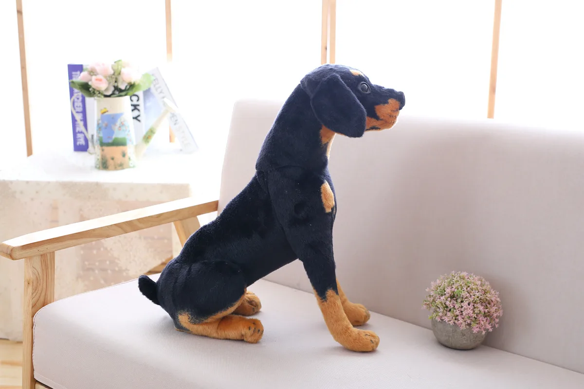 Sitting Large Dog Stuffed Rottweiler Animal Plush Toys Vivid Lifelike ...